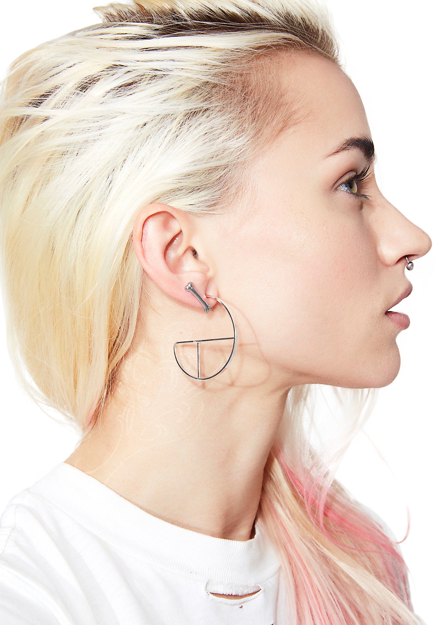 Turn Around Silver Geometric Hoops – Dolls Kill