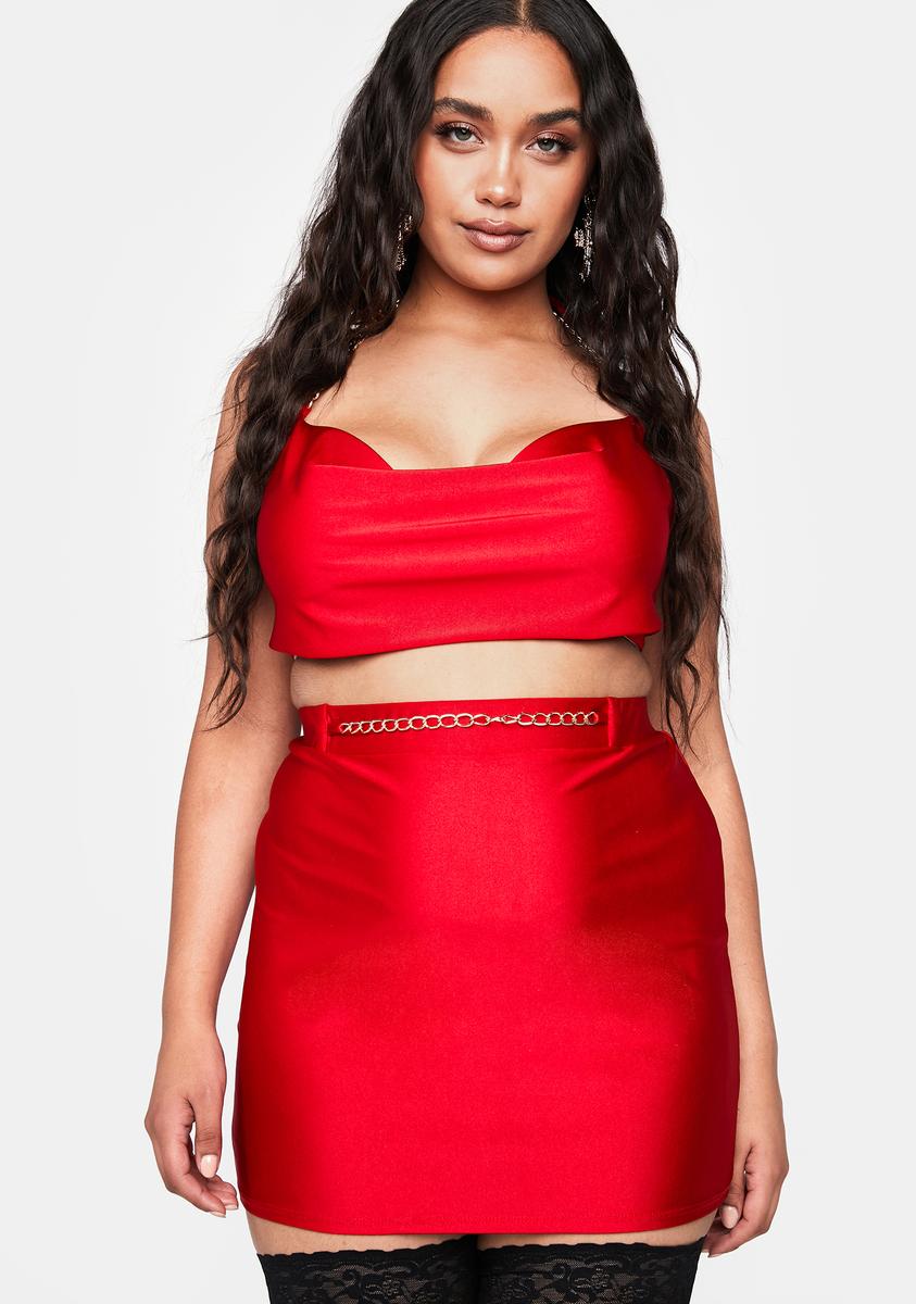 Plus Size Metallic Chain Mini Skirt - Red – Dolls Kill