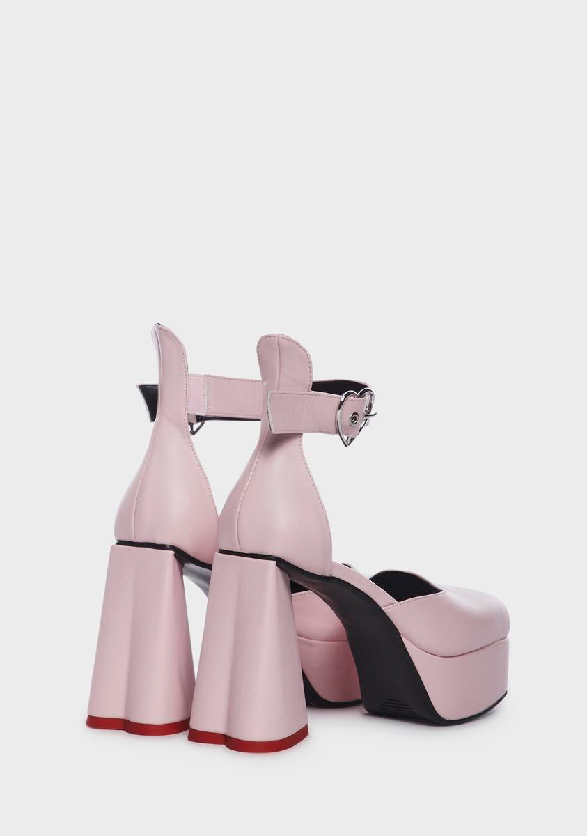 Lamoda Heart Shaped Platform Heels - Pink – Dolls Kill