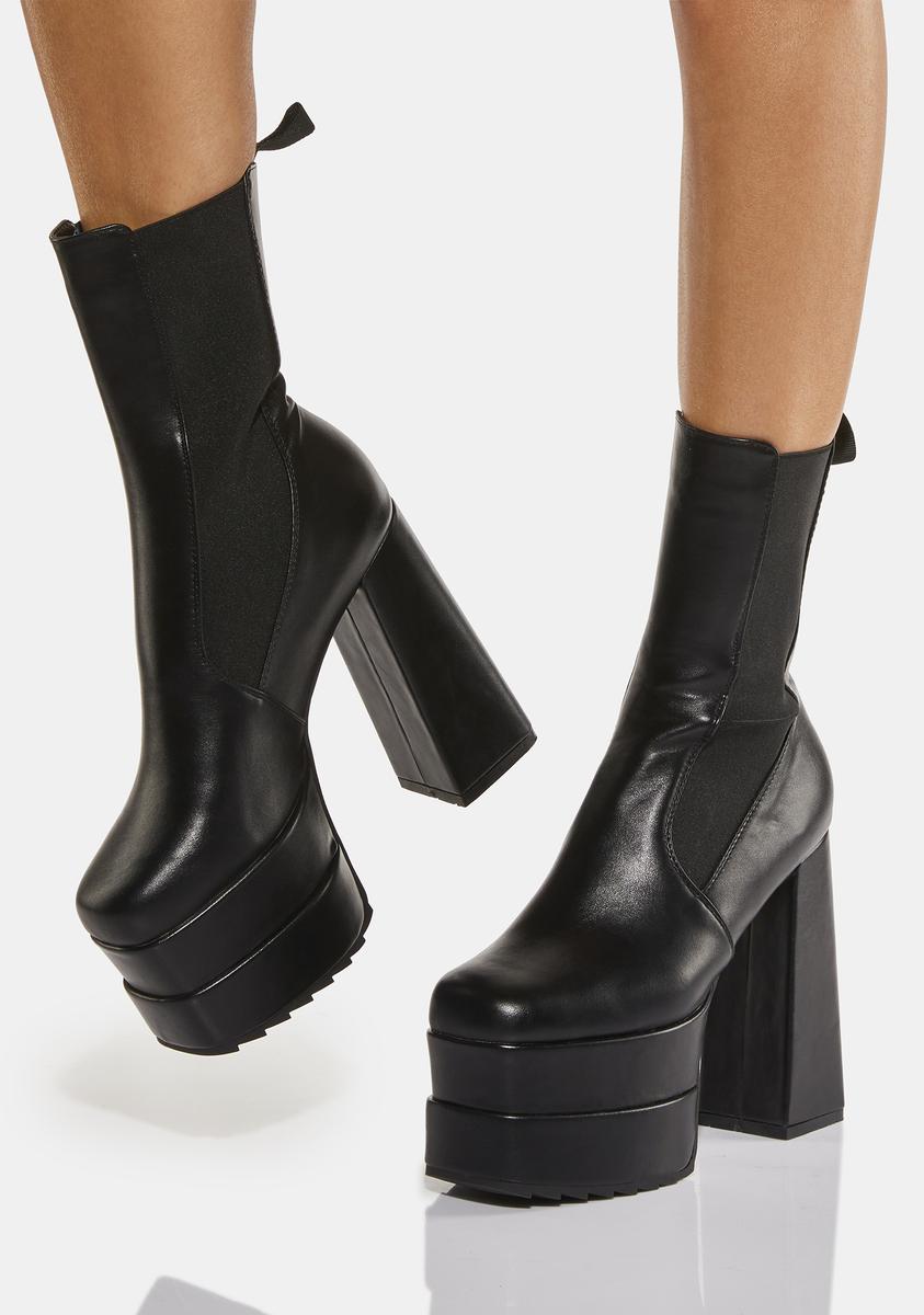 Lamoda Platform Side Panel Boots - Black – Dolls Kill