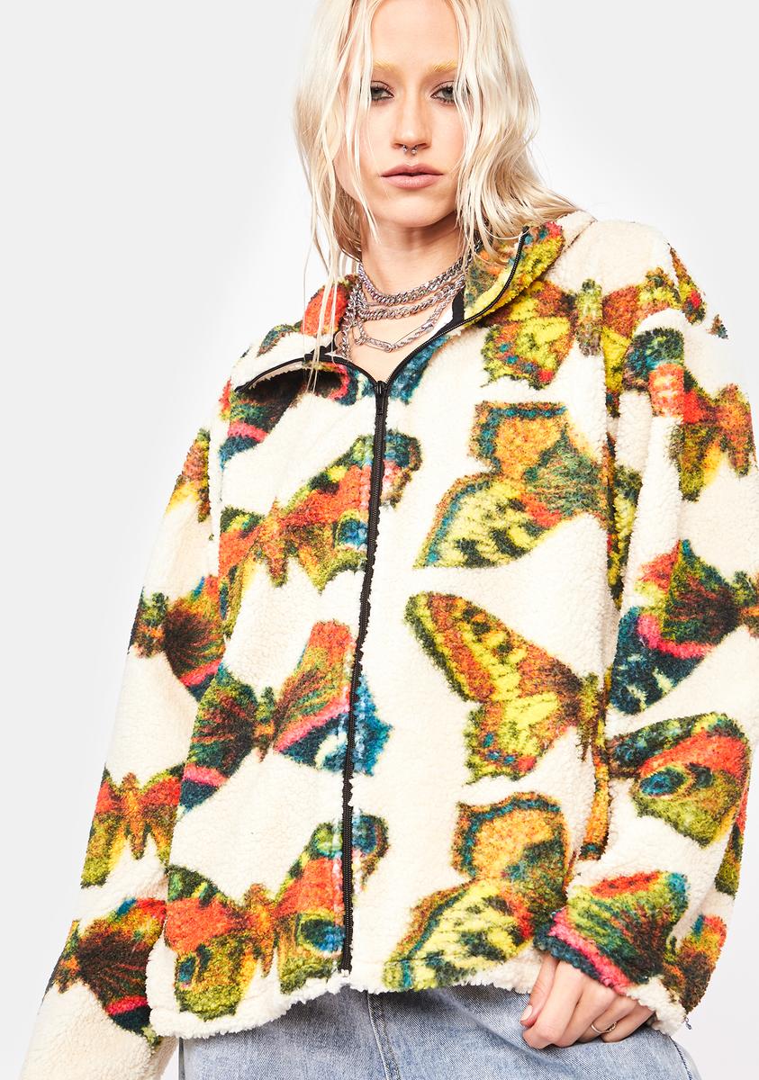 NGOrder Butterfly Borg Jacket - Off White – Dolls Kill