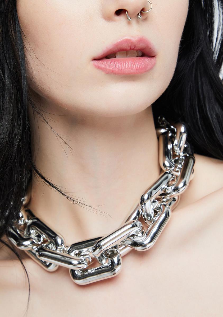 Big Chunky Metallic Chain Necklace - Silver – Dolls Kill