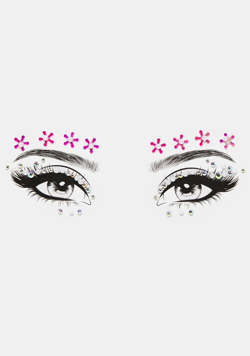 Pink Flower Girl Rhinestone Face Gems – Dolls Kill