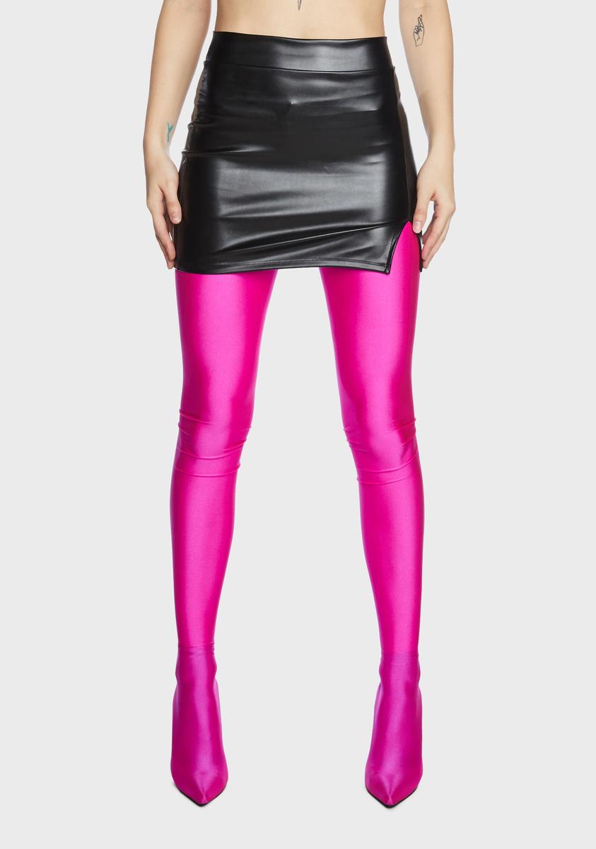 High Waisted Vegan Leather Mini Skirt - Black – Dolls Kill