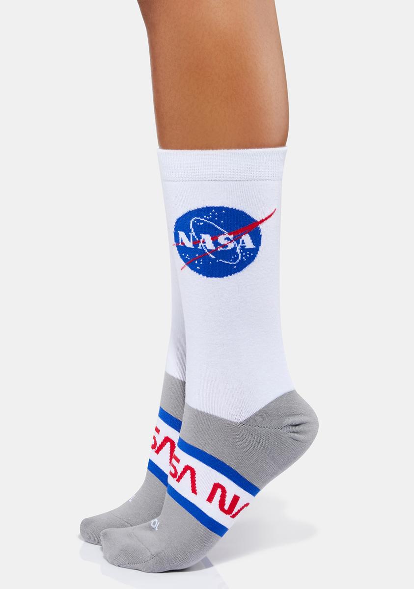 Cools Socks Nasa Badge Crew Socks - White – Dolls Kill