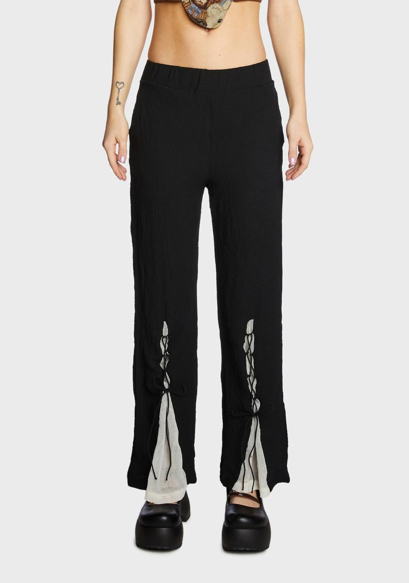Zemeta Lace Up Pants - Black – Dolls Kill