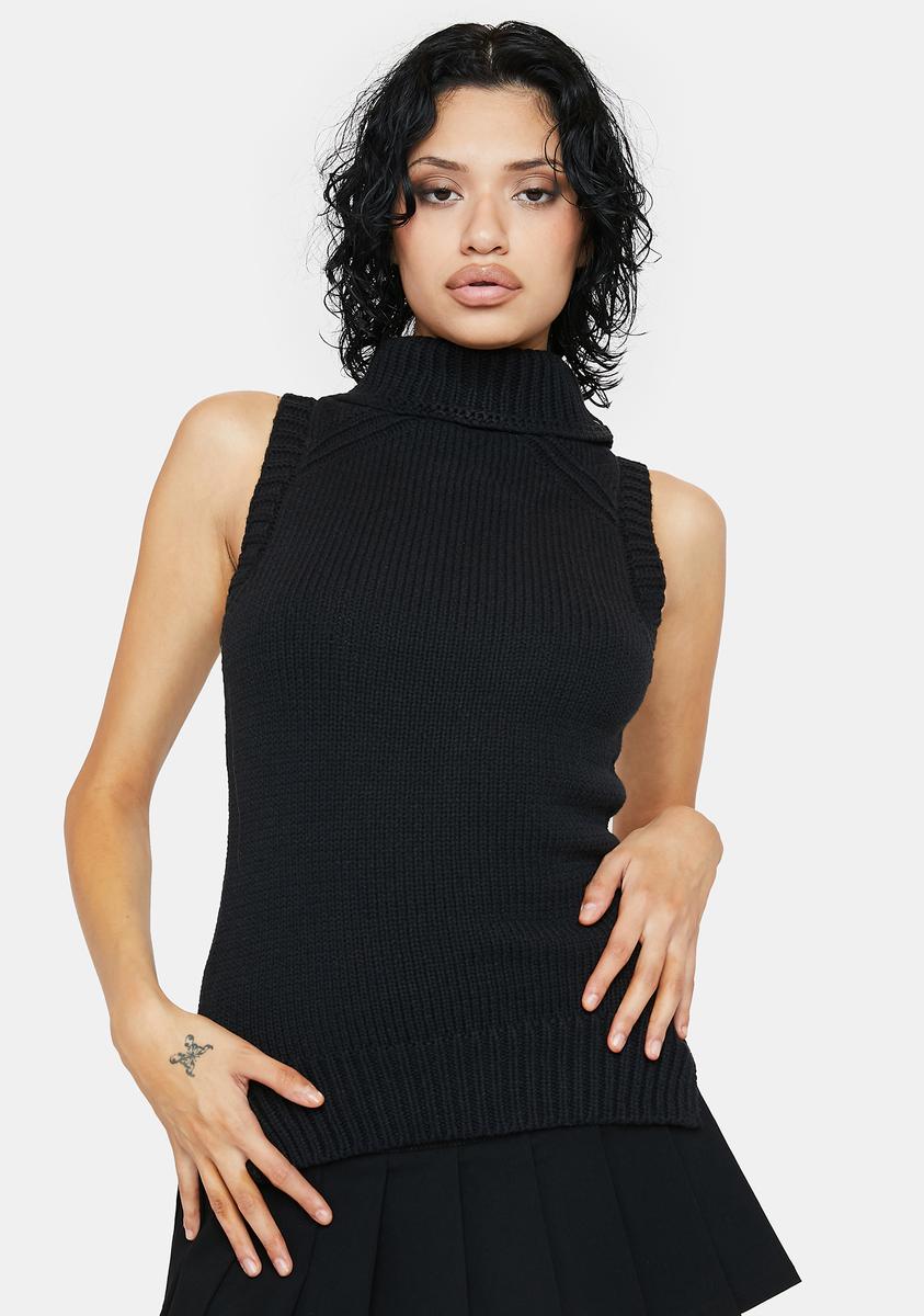 Sleeveless Turtle Neck Tank Top - Black – Dolls Kill