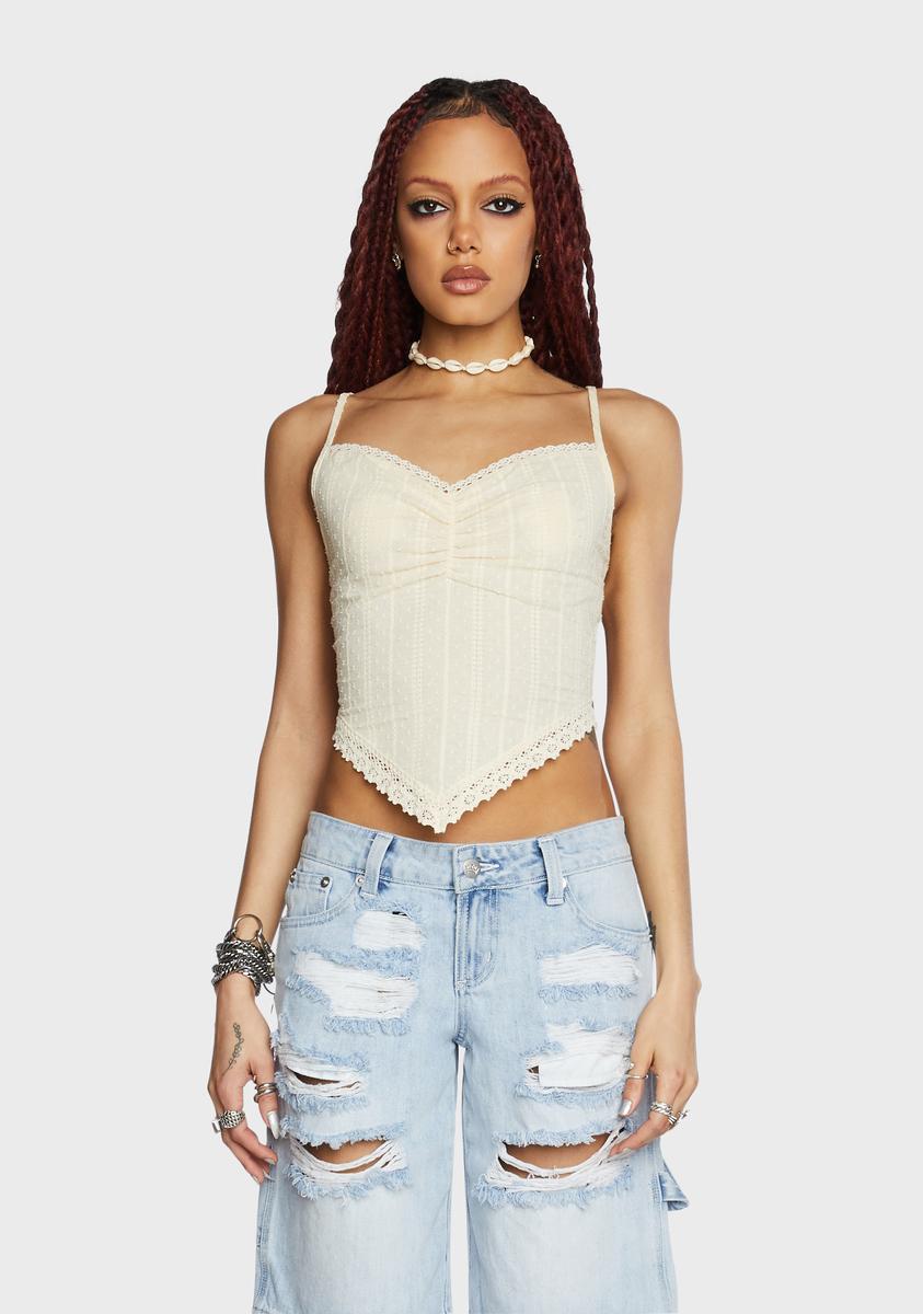 Current Mood Gauze Scarf Tank Top - Off White – Dolls Kill