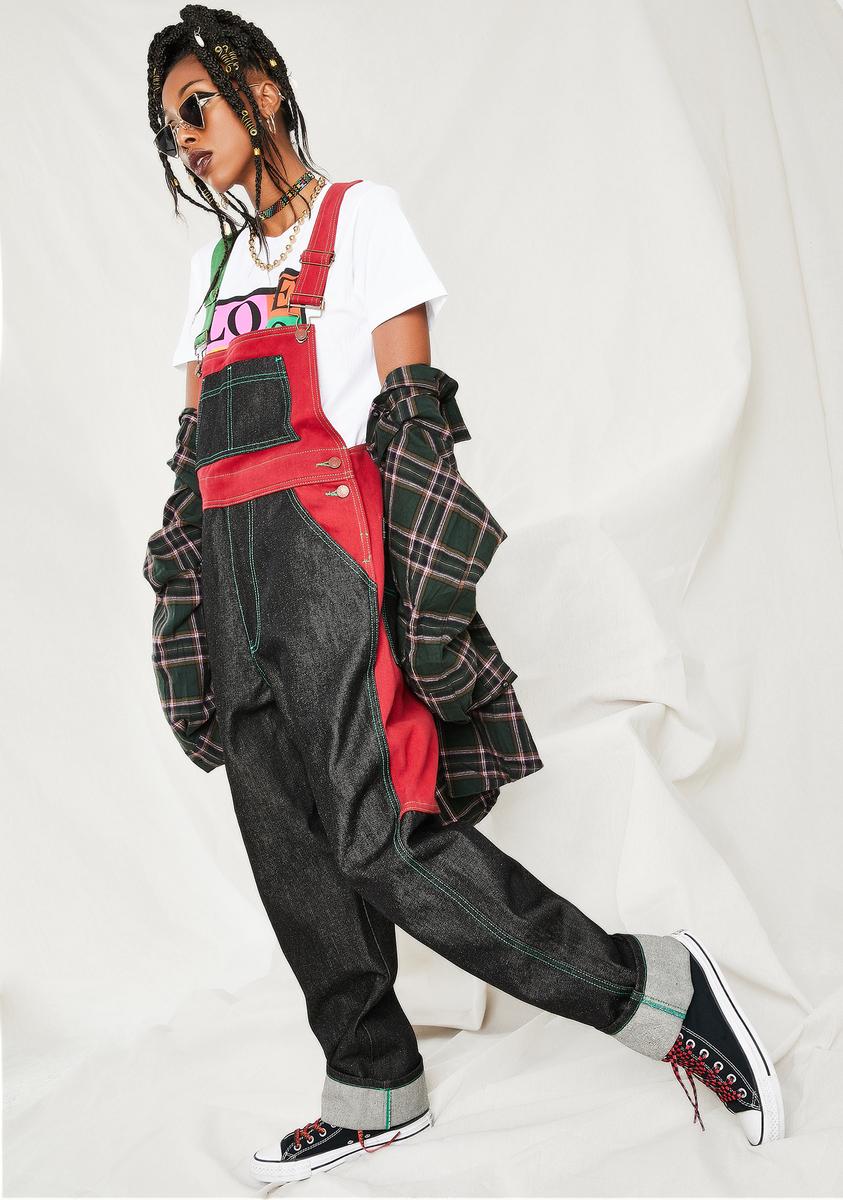 Cross Colours Color Block Denim Overall – Dolls Kill