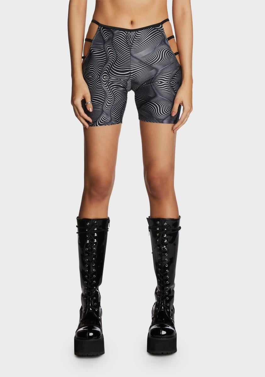 Ivy Berlin Trippy Print Cut Out Shorts - Multi – Dolls Kill