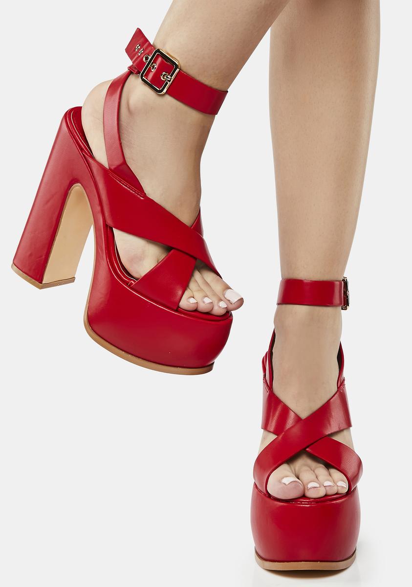 Red Ankle Strap Heels