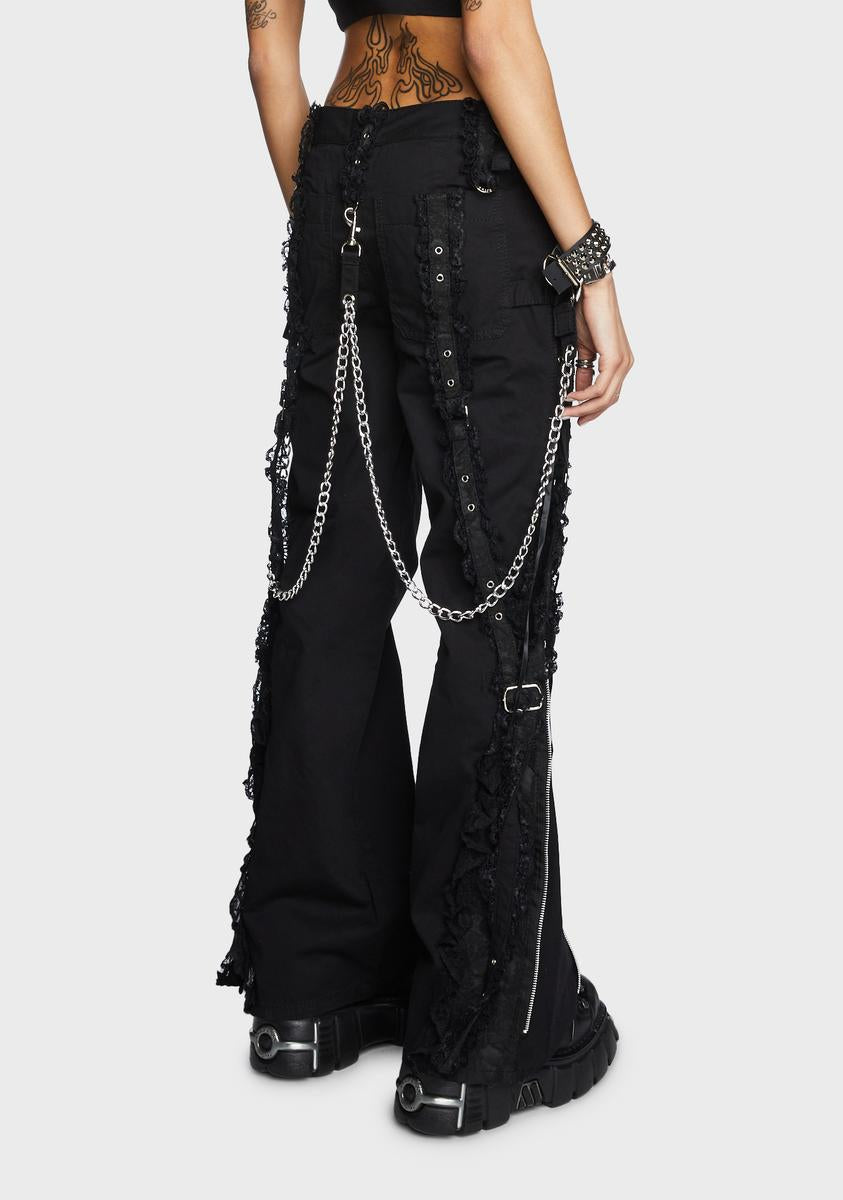 Tripp NYC Twill Flared Street Pants - Black – Dolls Kill