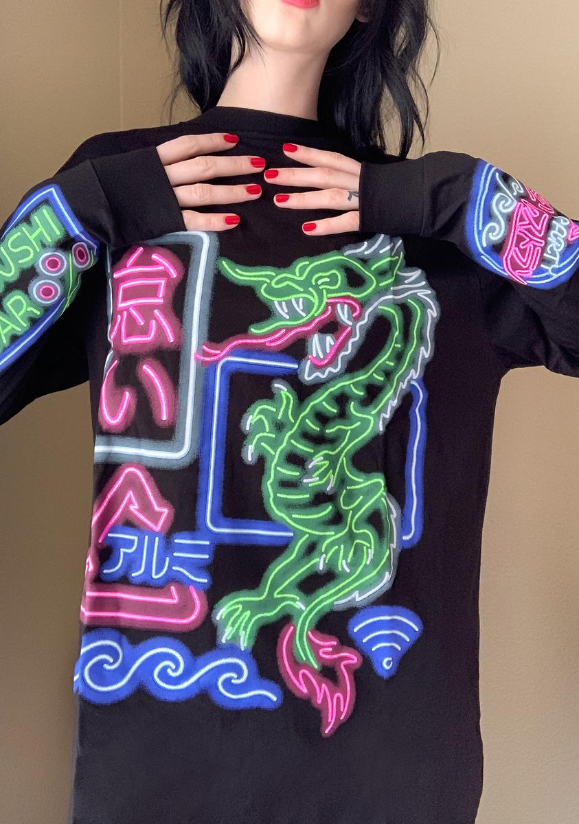 Current Mood Graphic Tee - Neon Dragon – Dolls Kill
