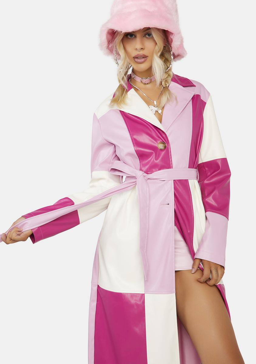 Color Block Patchwork Trench Jacket - Pink – Dolls Kill
