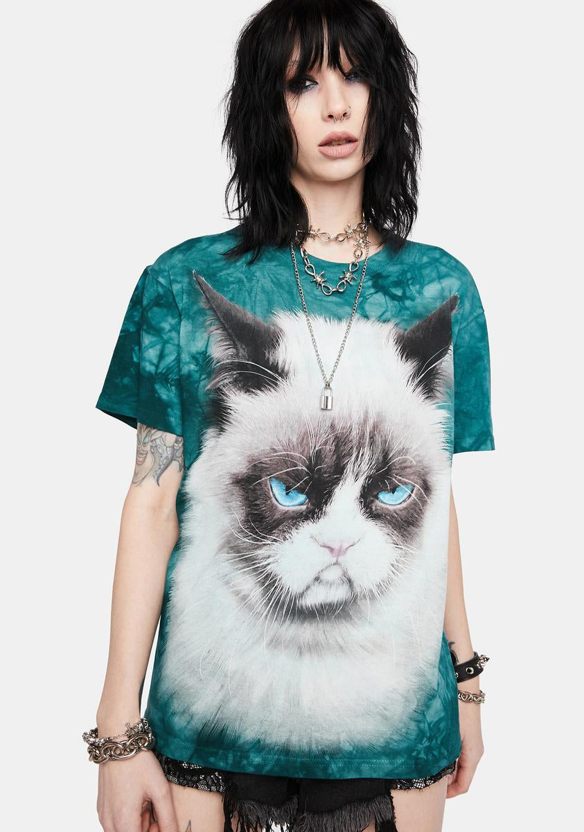 The Mountain Grumpy Cat Graphic Tie Dye Tee - Blue – Dolls Kill