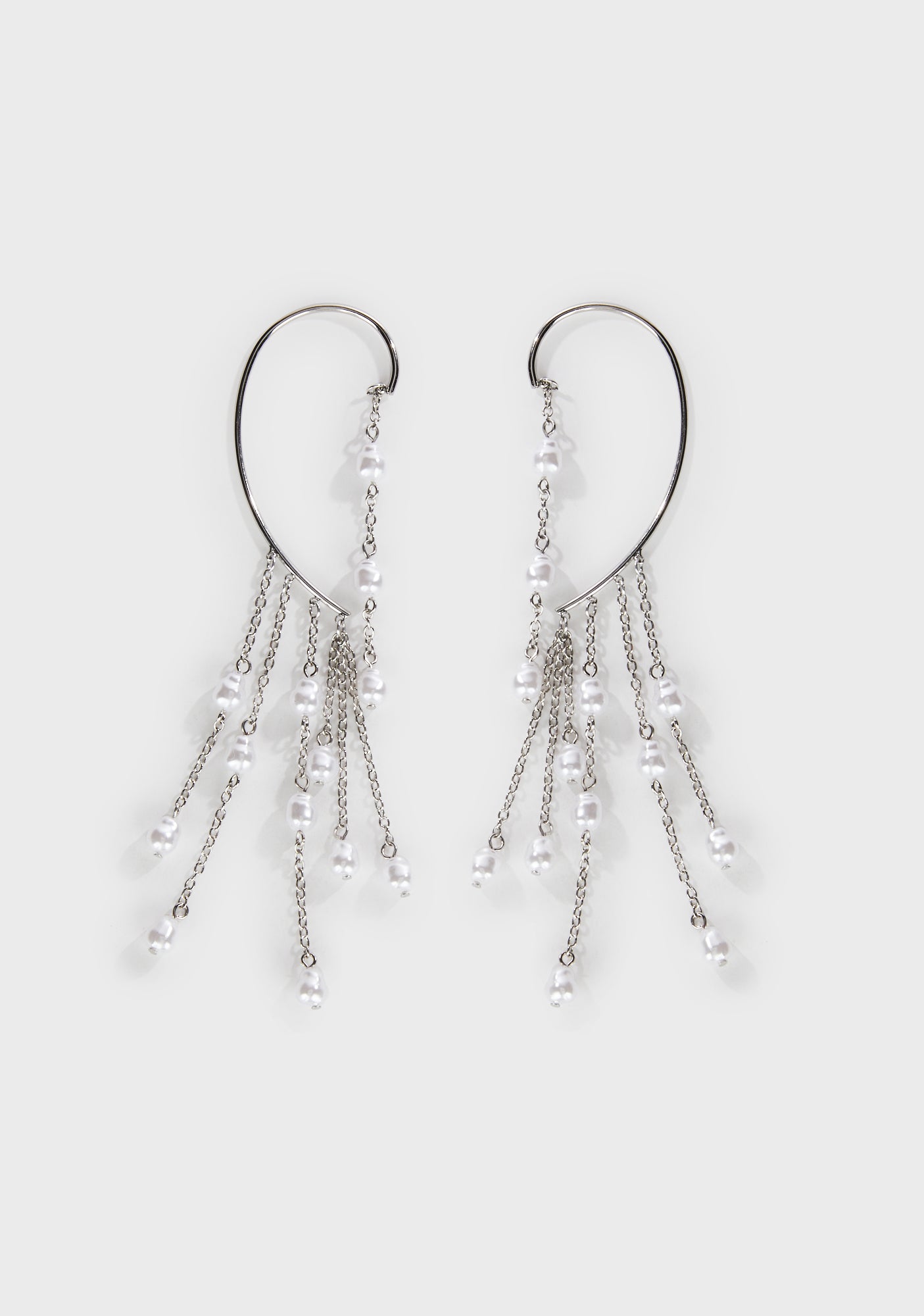 Chain Pearl Bead Ear Cuffs - Silver – Dolls Kill