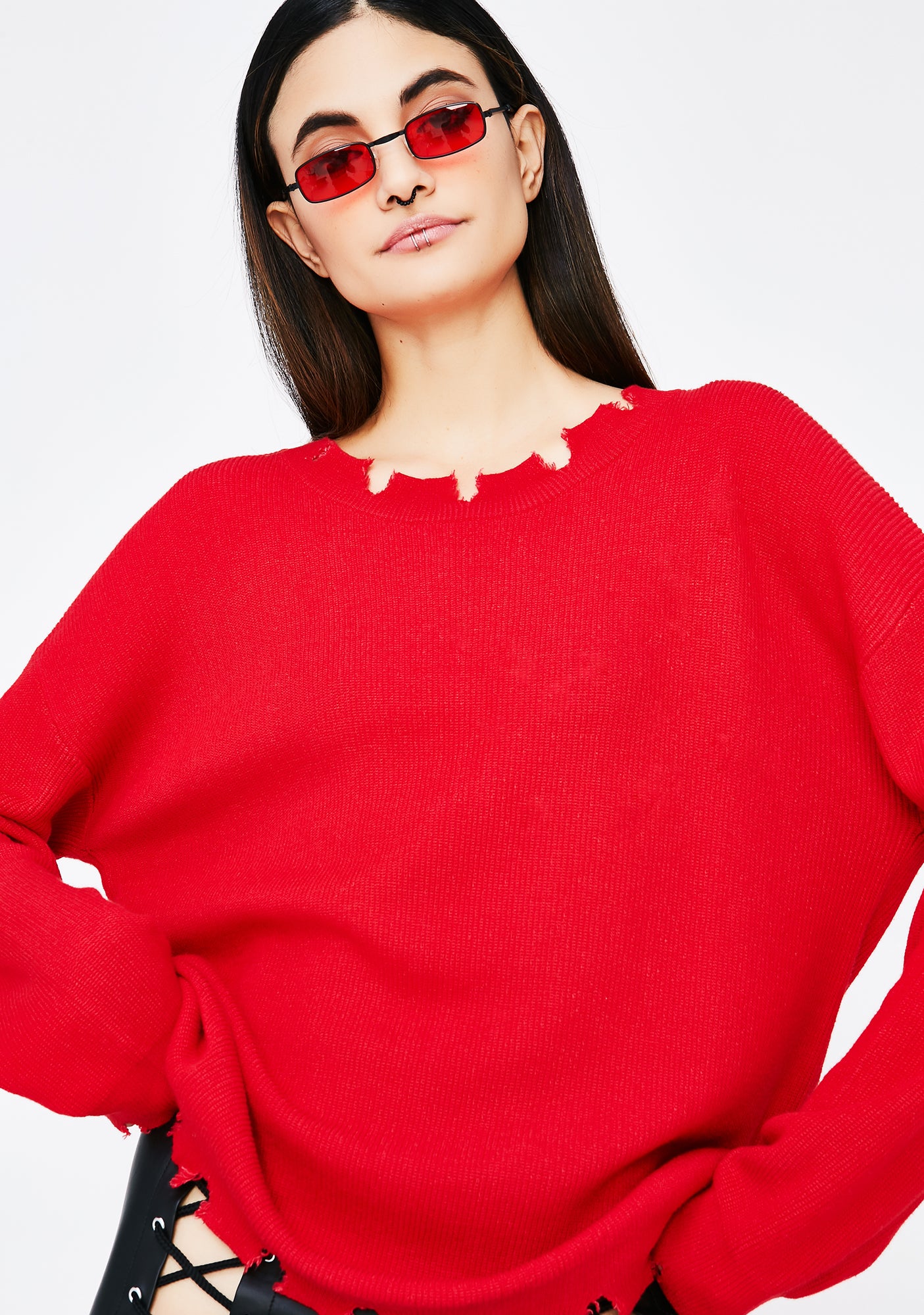 Tattered Distressed Knit Sweater – Dolls Kill