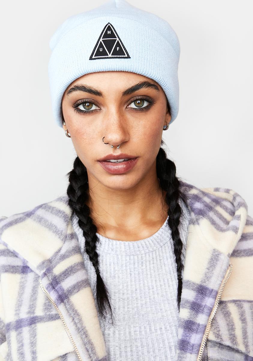 HUF Triple Triangle Ribbed Knit Beanie Blue – Dolls Kill
