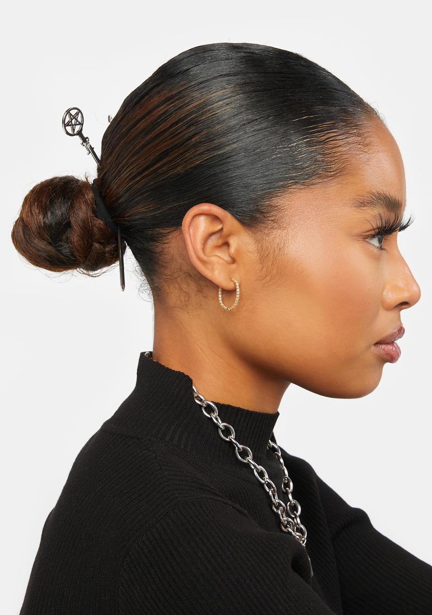 Pentagram Barbed Wire Hair Pin Set Silver – Dolls Kill