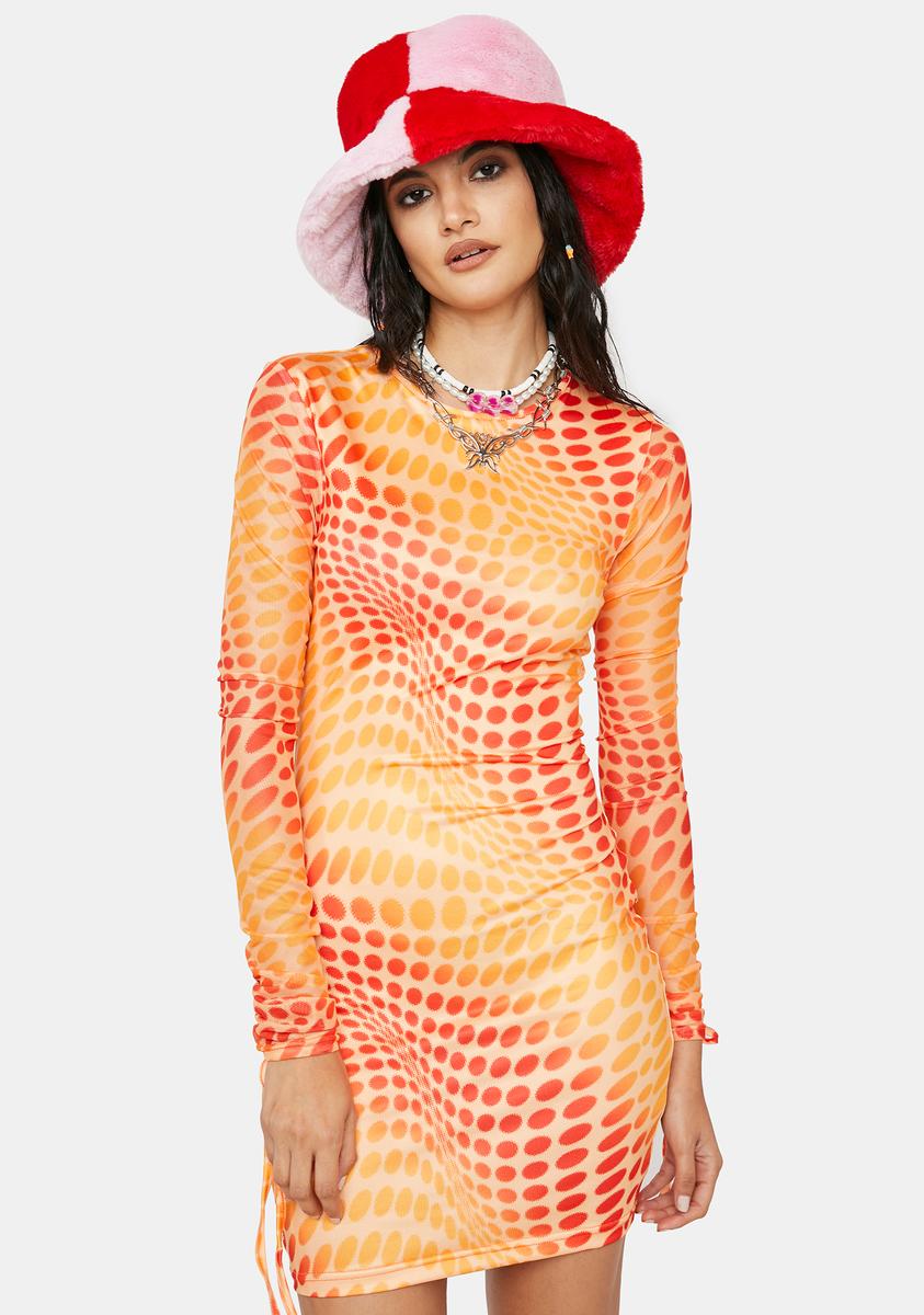 Swirl Print Long Sleeve Mini Dress - Orange – Dolls Kill