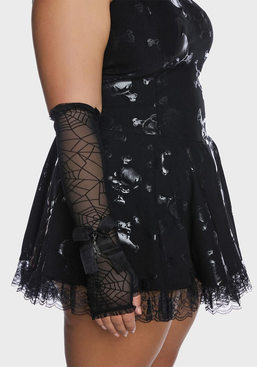 Spider Web Gloves With Bow - Black – Dolls Kill