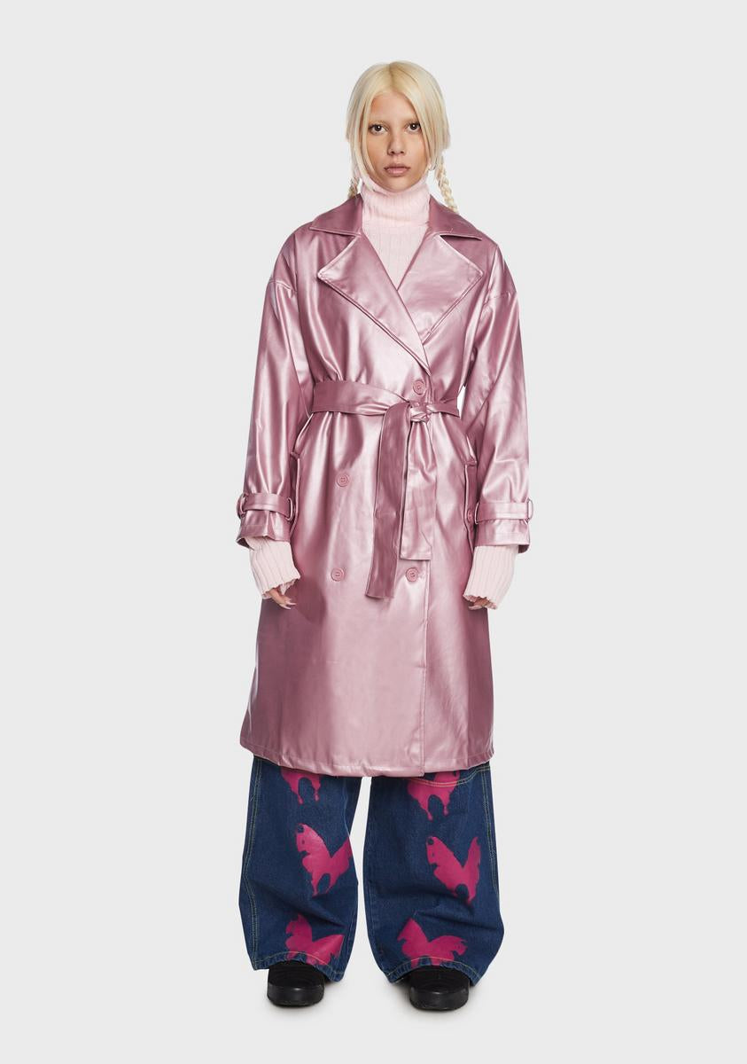 Daisy Street Metallic Trench Coat - Pink – Dolls Kill