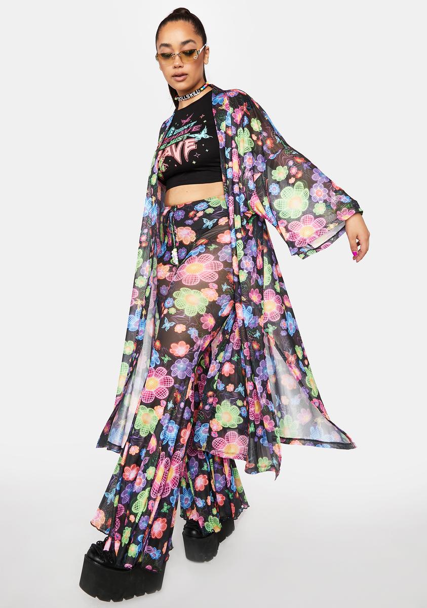 Plus Size Club Exx Digital Floral Print Mesh Duster – Dolls Kill