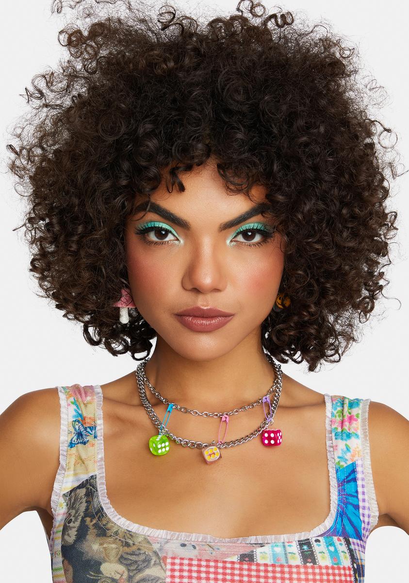 Dice Safety Pin Chain Choker - Silver – Dolls Kill