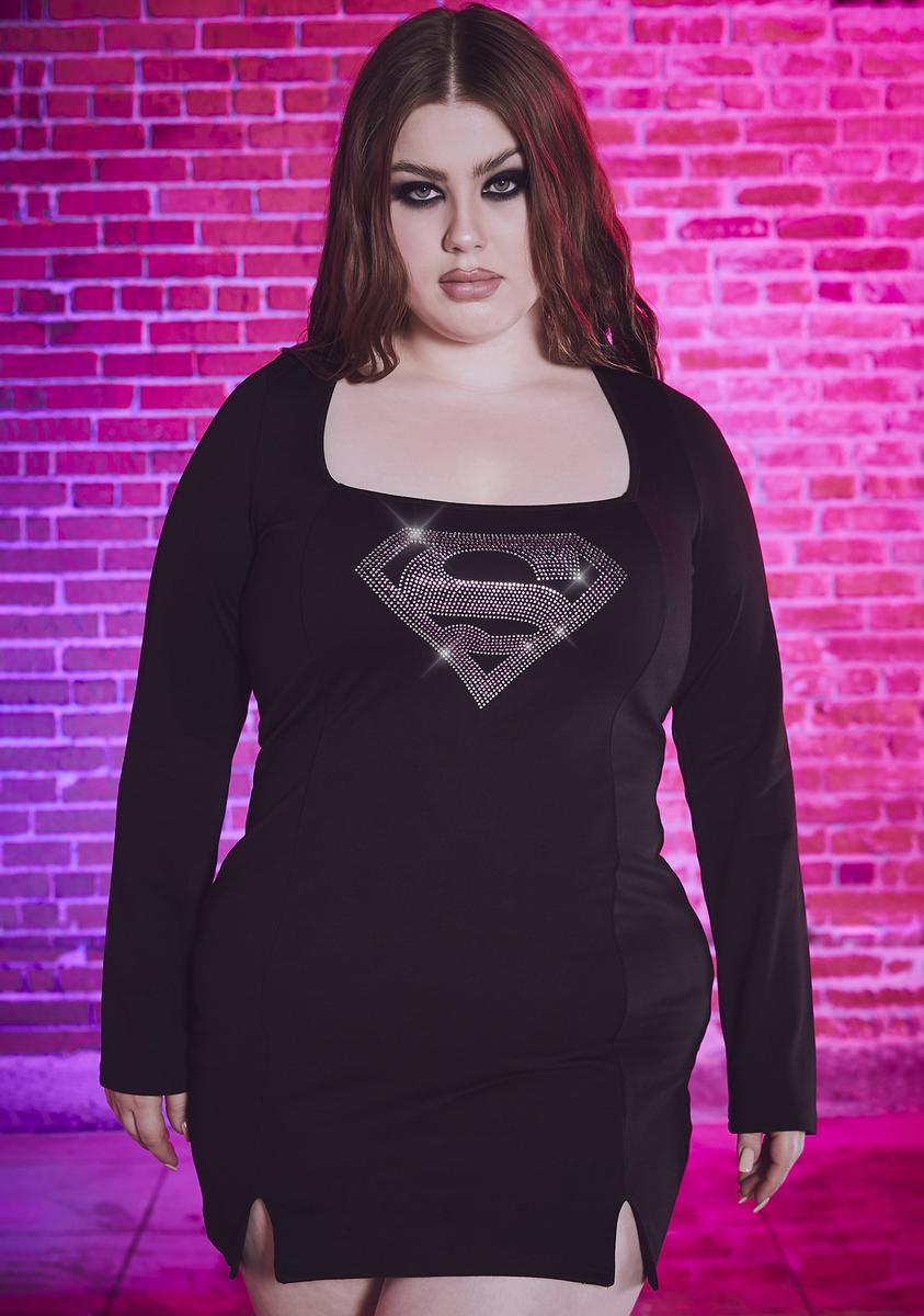 Plus Size Dolls Kill x DC Comics Rhinestone Super Woman Square Neck ...