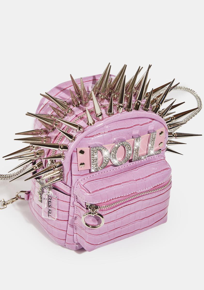 Dolls Kill x Nastygem Rhinstone Doll Spiked Mini Backpack - Pink