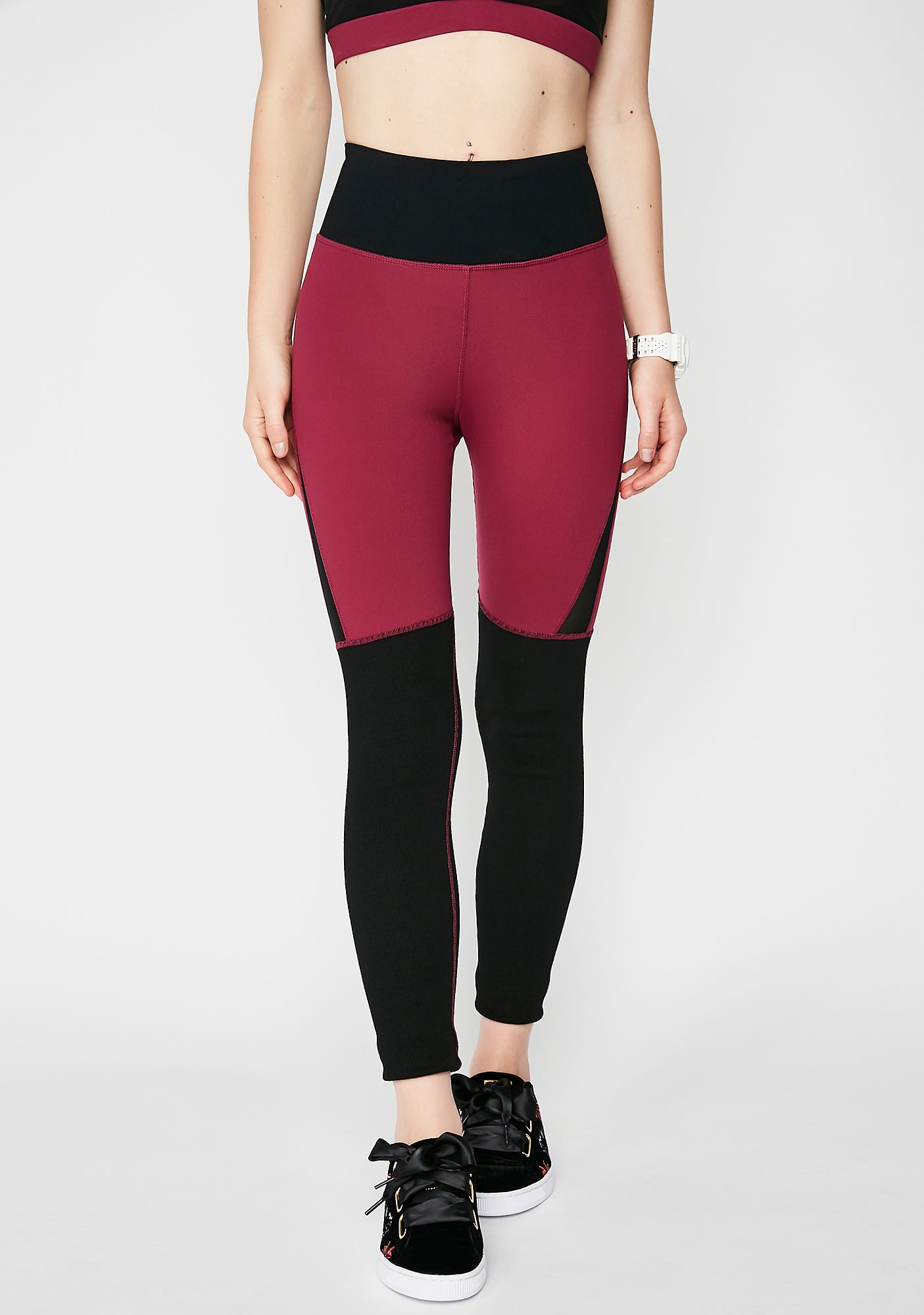 Wine Colorblock Leggings – Dolls Kill