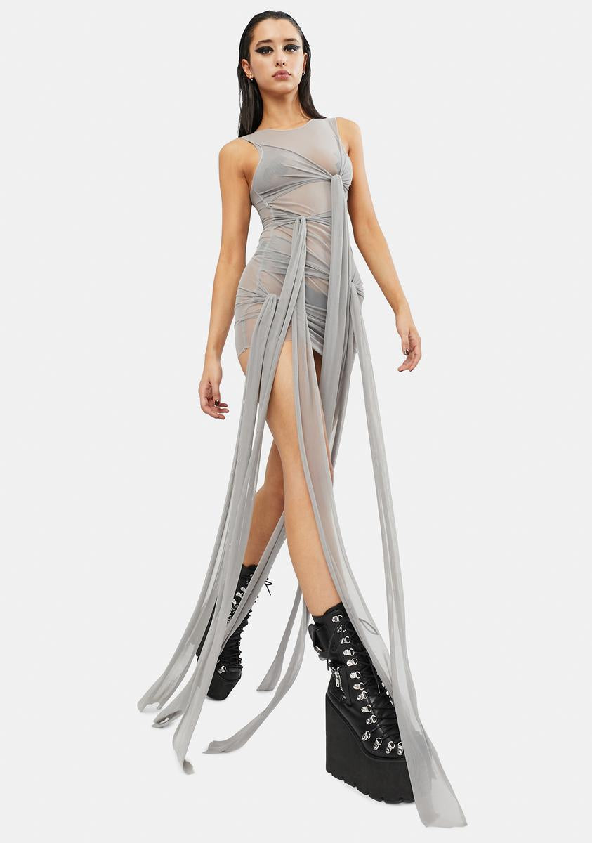 Mesh Strappy Tied Mini Dress – Dolls Kill