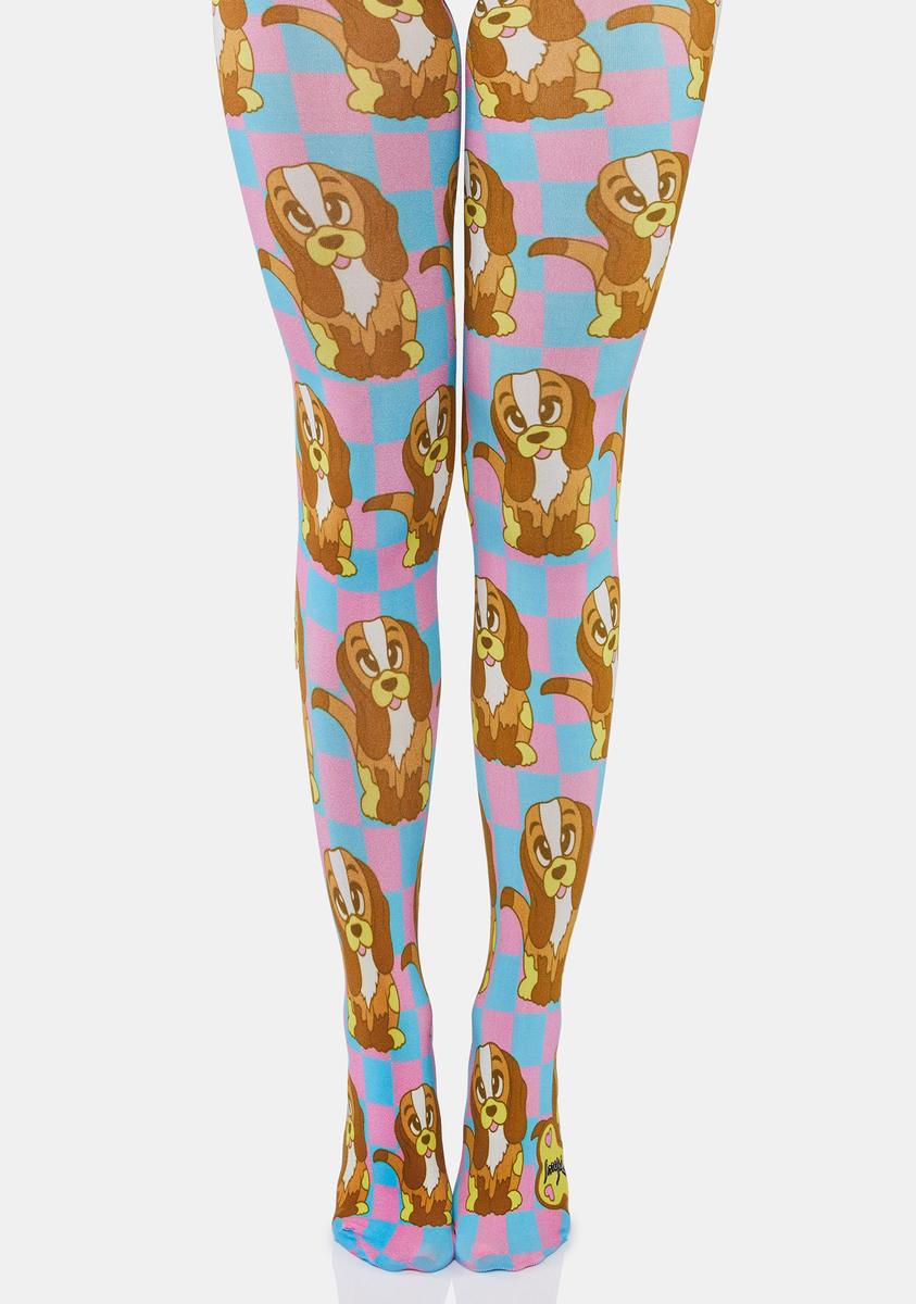 Irregular Choice Puppy Checkerboard Print Tights - Pink – Dolls Kill