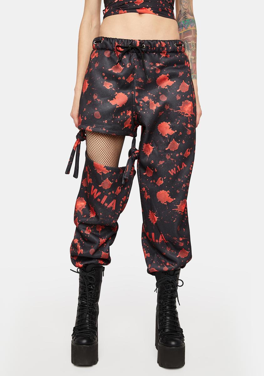 W.I.A Blood Print Sweatpants - Black/Red – Dolls Kill