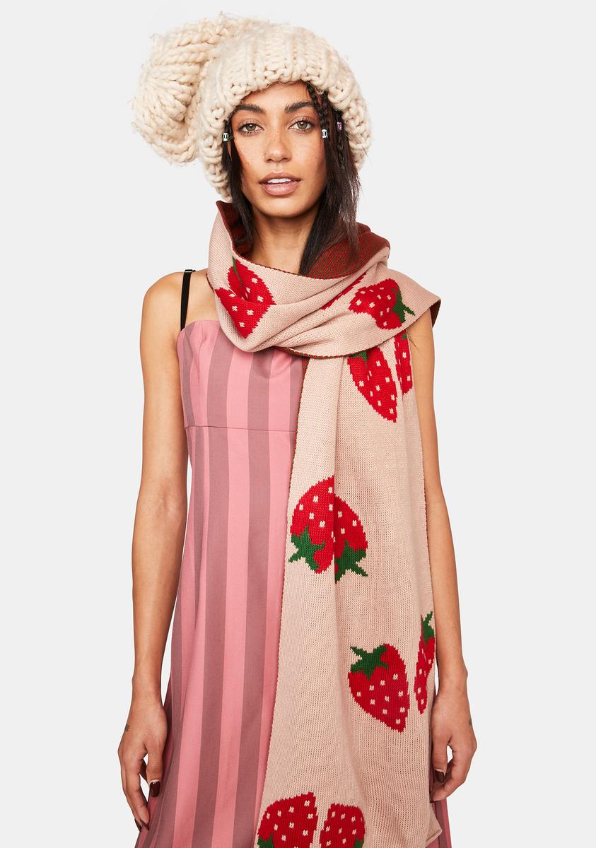Strawberry Print Reversible Scarf – Dolls Kill