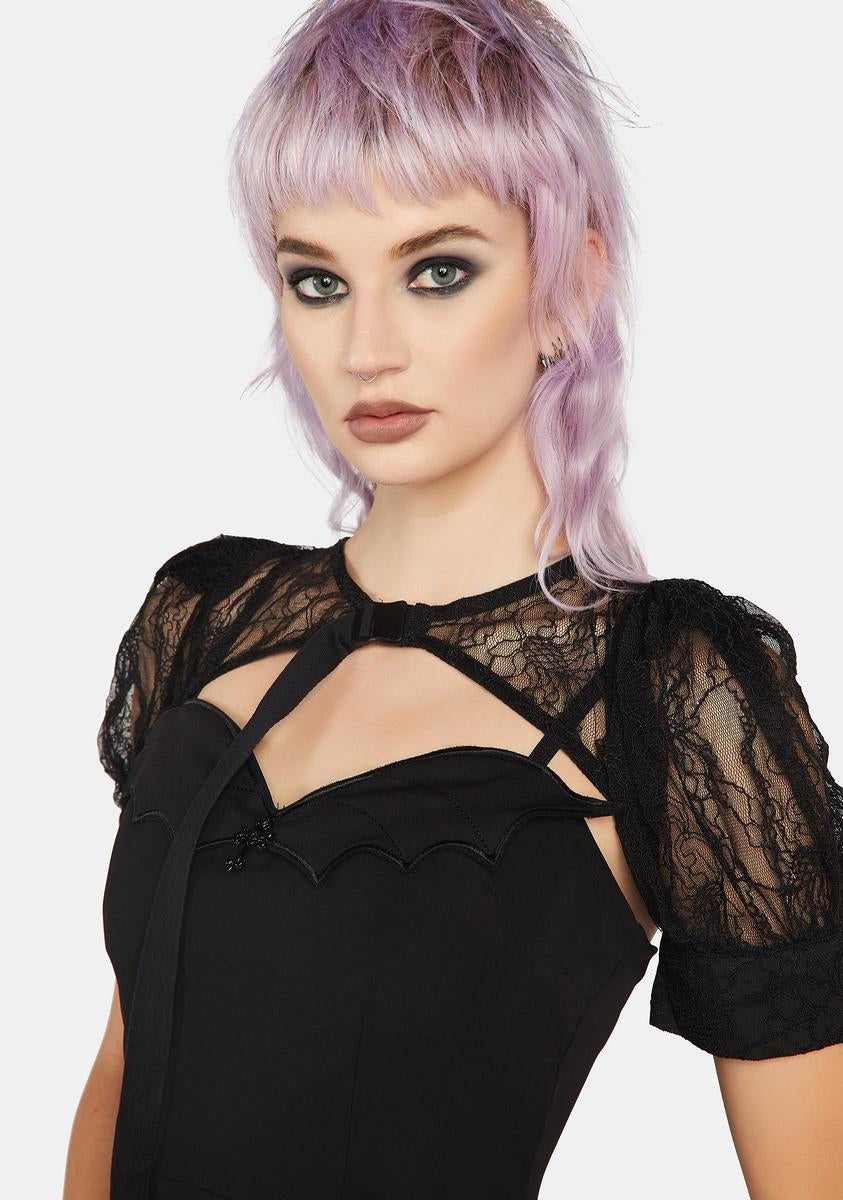 Punk Rave Floral Lace Capelet Shrug - Black – Dolls Kill