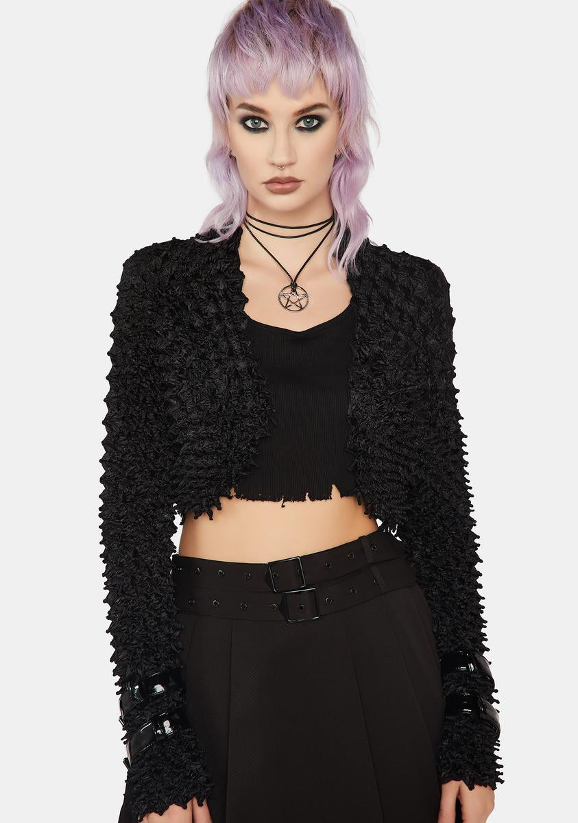 Punk Rave Crinkled Long Sleeve Jacket - Black – Dolls Kill
