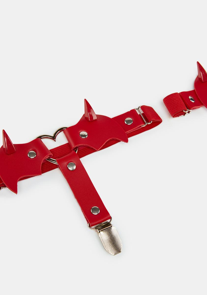 Devil Horn Leg Garter Set - Red – Dolls Kill