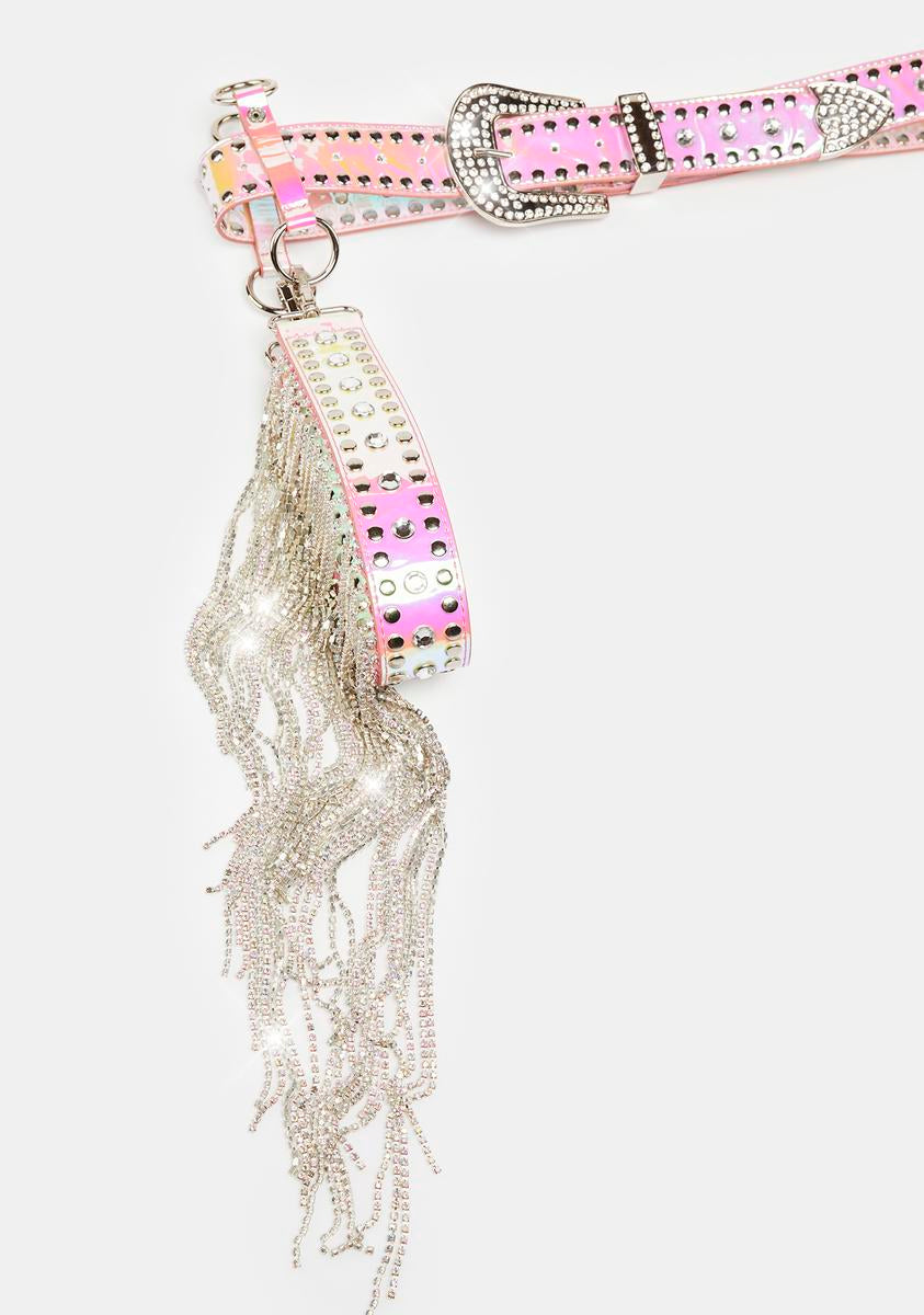 Club Exx Rhinestone Fringe Western Waist Belt - Pink Iridescent – Dolls ...