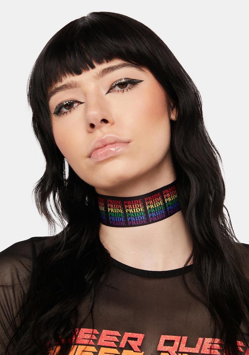 Rainbow Pride Repeat Graphic Choker Necklace – Dolls Kill