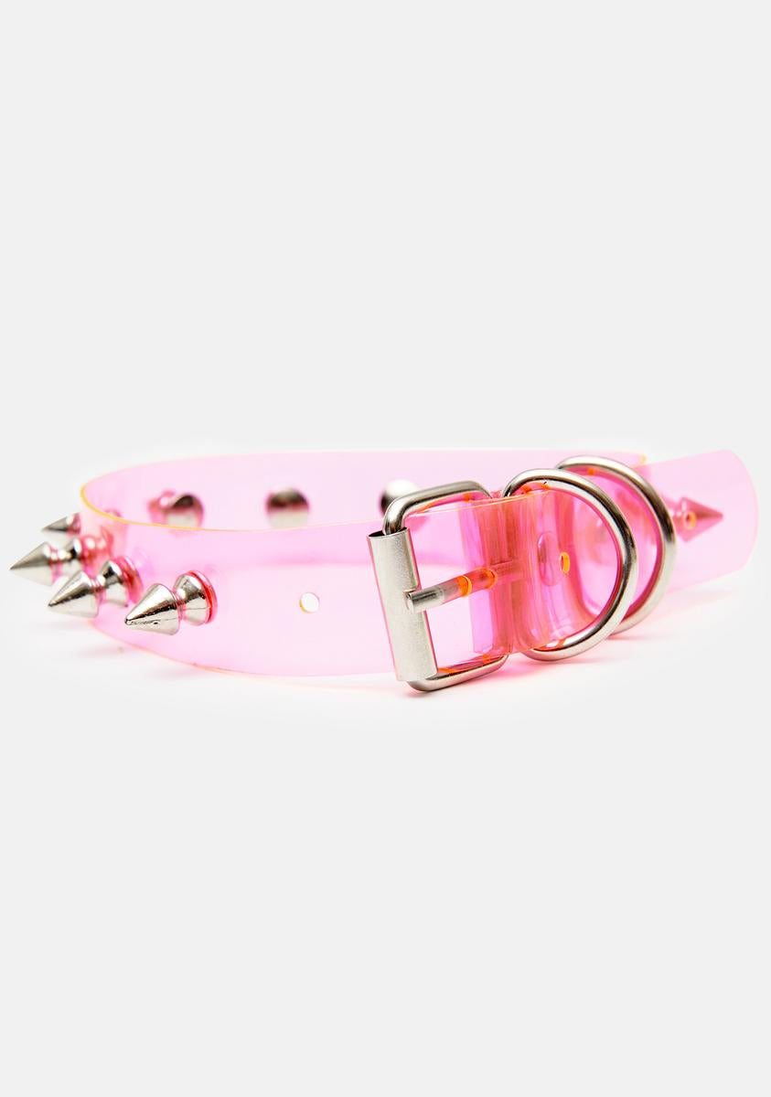 Vinyl Choker With Spike Studs - Pink – Dolls Kill