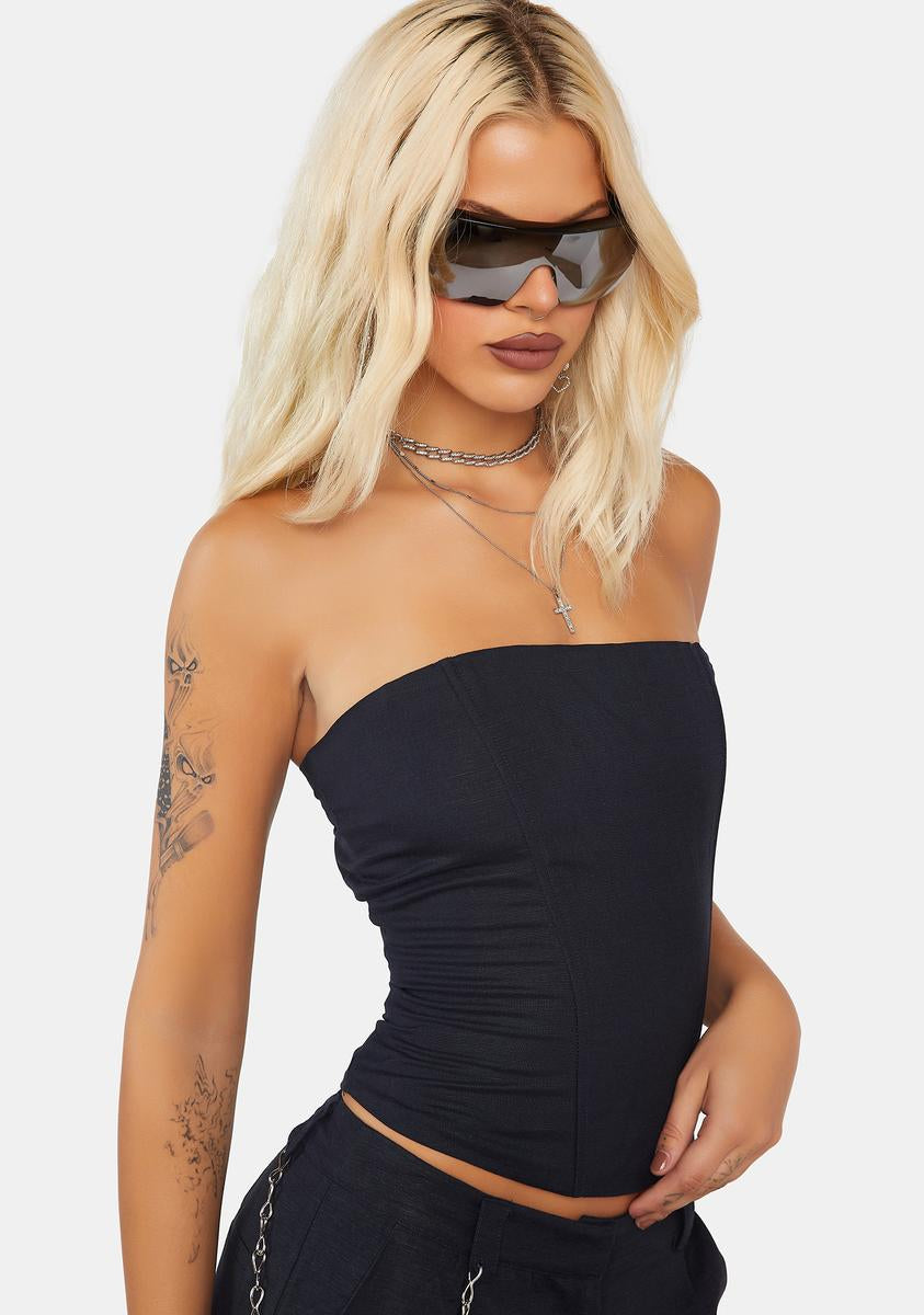 Lioness Corset Tube Top - Dark Blue – Dolls Kill