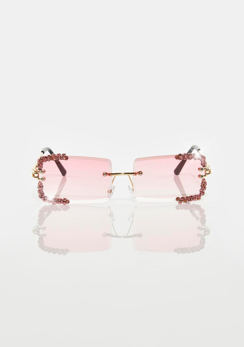 Frameless Rimless Crystal Sparkly Tinted Iridescent Rhinestone ...