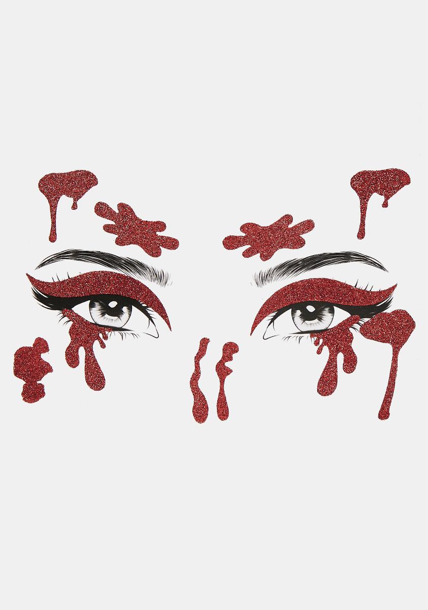 Dripping Blood Glitter Face Stickers - Red – Dolls Kill