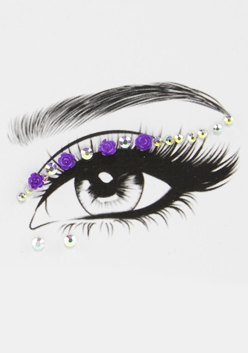 Flower And Gem Eye Decor - Purple – Dolls Kill