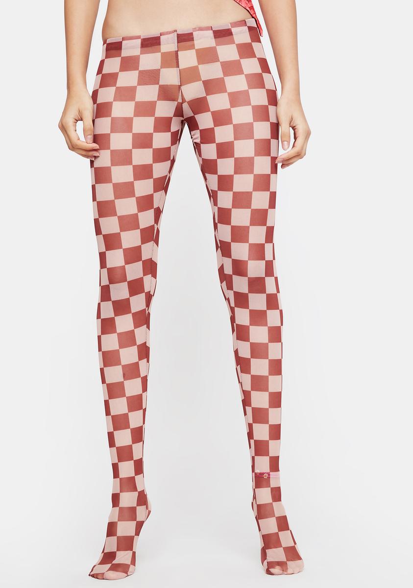 Checkered Low Waist Sheer Tights Brown White – Dolls Kill