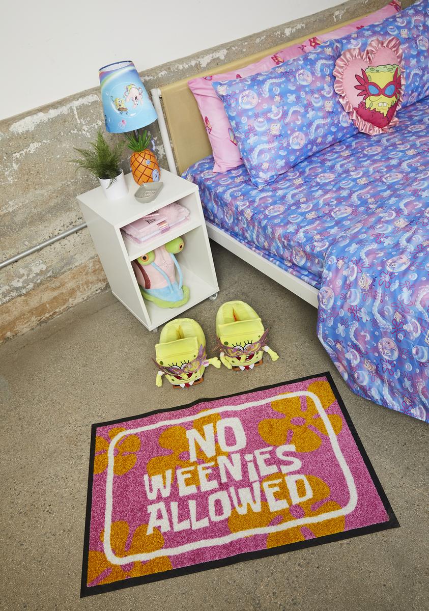 Dolls Kill x SpongeBob No Weenies Allowed Floral Doormat - Pink