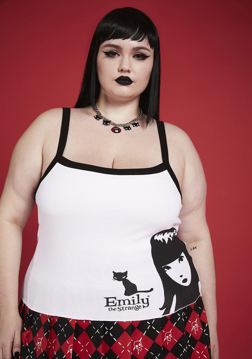 Plus Size Dolls Kill X Emily The Strange Graphic Tank Top - Black/White