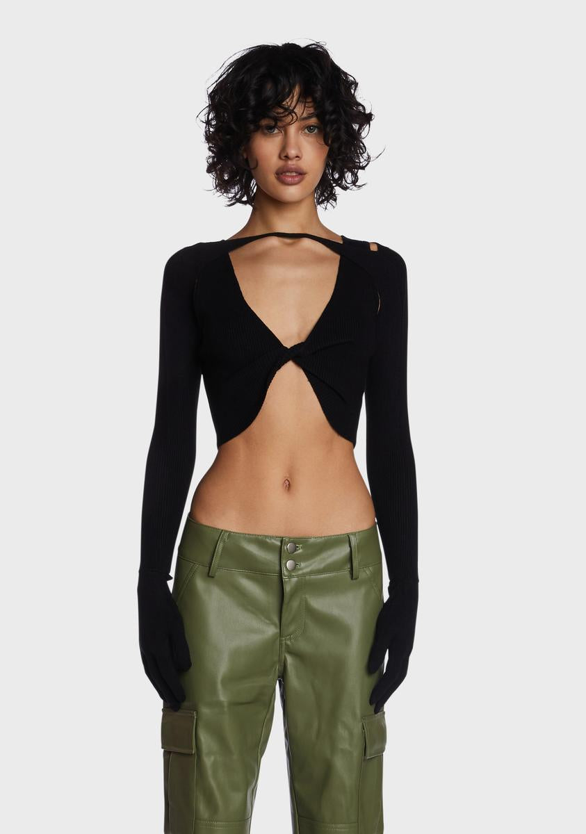 THE KRIPT Long Sleeve Cutout Glove Top - Black – Dolls Kill