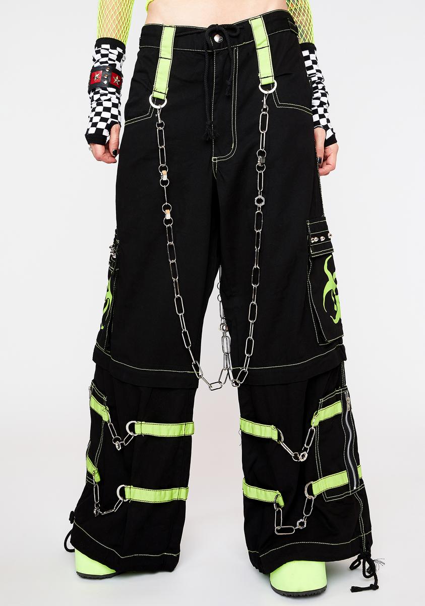 Tripp NYC Biohazard Chain Wide Leg Pants - Black/Neon – Dolls Kill